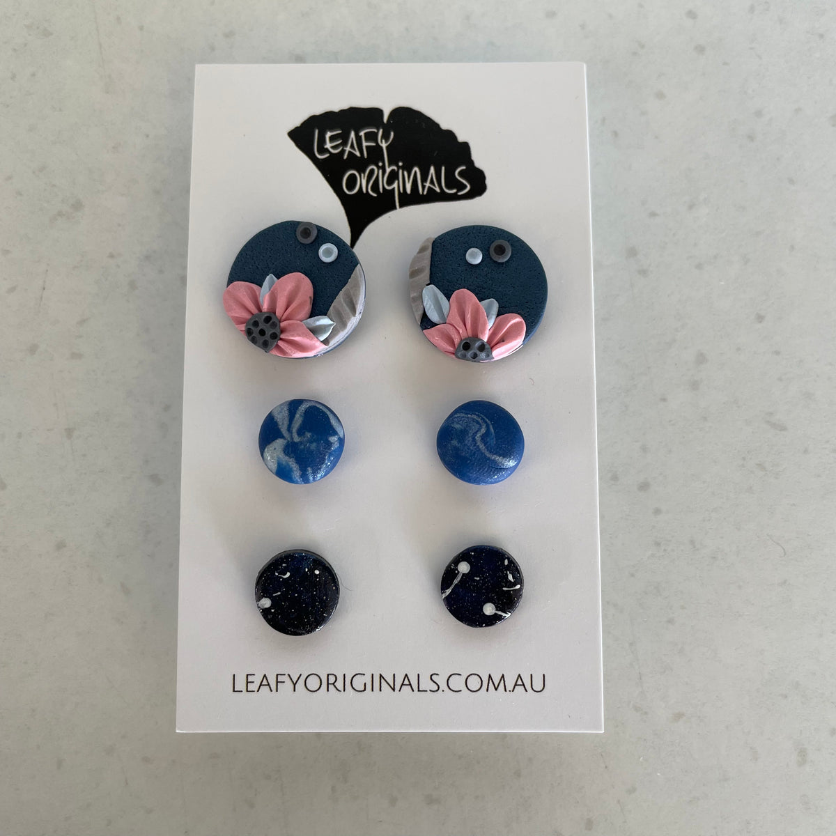 Galaxy, Blue & Pink Floral Stud Pack – Leafy Originals